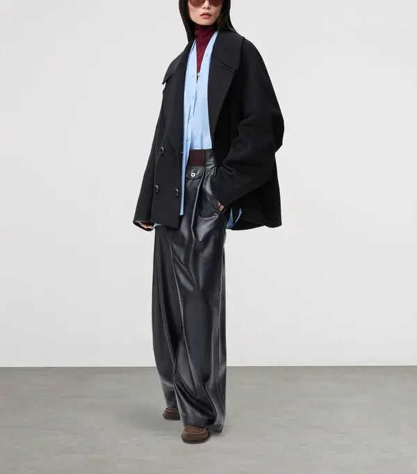 Loewe Wool Double-breasted Short Coat - Black