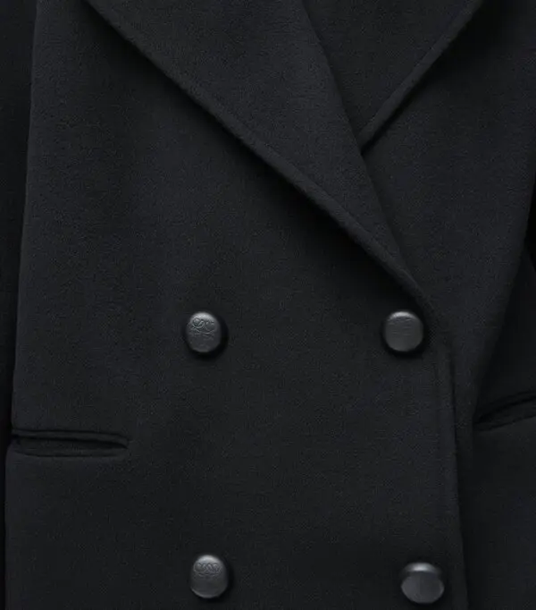 Loewe Wool Double-breasted Short Coat - Black