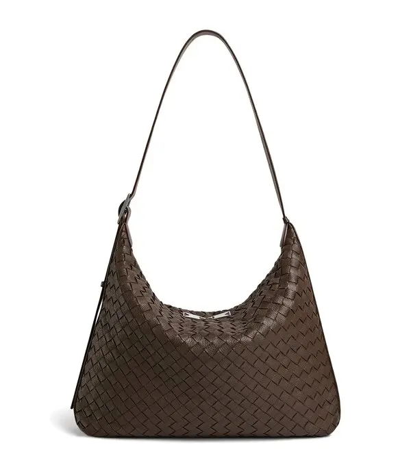 Bottega Veneta Leather Intrecciato Traveller Cross-body Bag - Brown