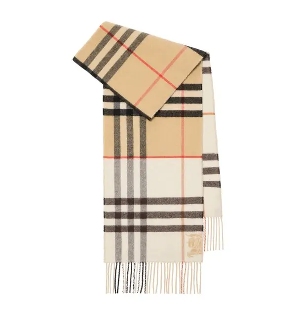 Burberry Cashmere Contrast Check Scarf - White