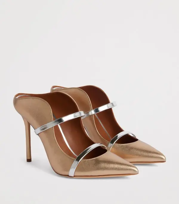 MALONE SOULIERS Metallic Leather Maureen Mules - Gold
