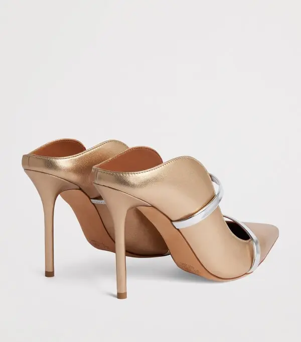 MALONE SOULIERS Metallic Leather Maureen Mules - Gold