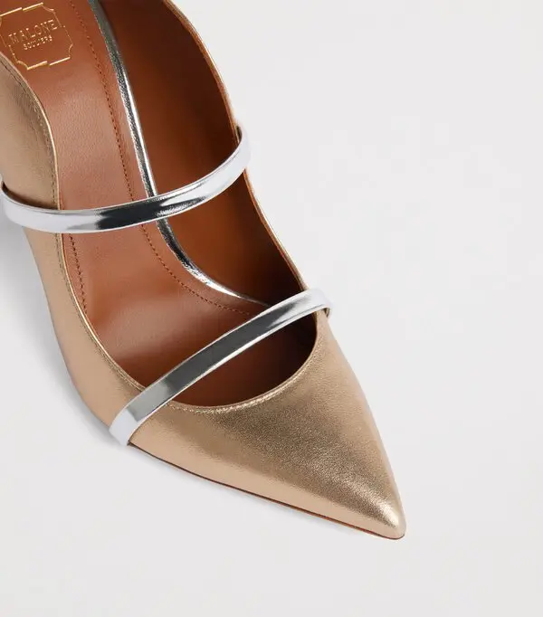 MALONE SOULIERS Metallic Leather Maureen Mules - Gold