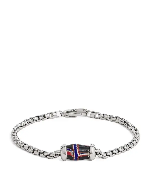 Tateossian Sterling Silver French Cross Chain Bracelet - Black