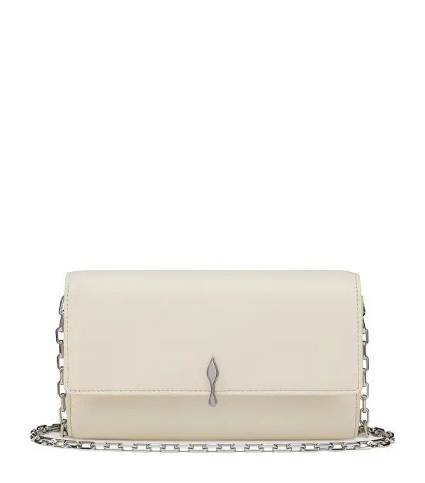 CHRISTIAN LOUBOUTIN Bettina Nappa Leather Chain Wallet - White