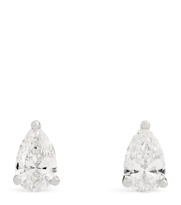 Harrods Gold And Diamond Pear Stud Earrings - White