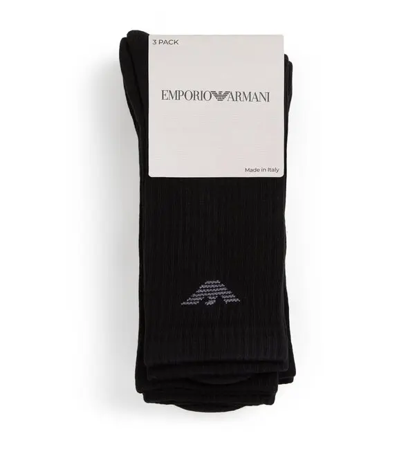 Emporio Armani Cotton-blend Ankle Socks - Black
