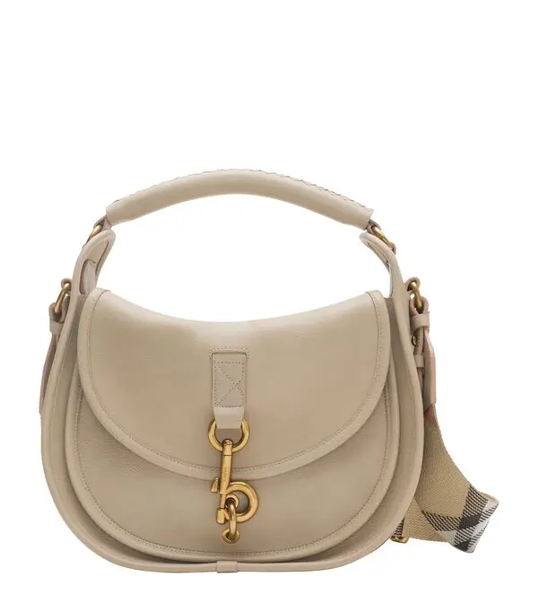 Burberry Small Calf Leather B Clip Messenger Bag - Beige