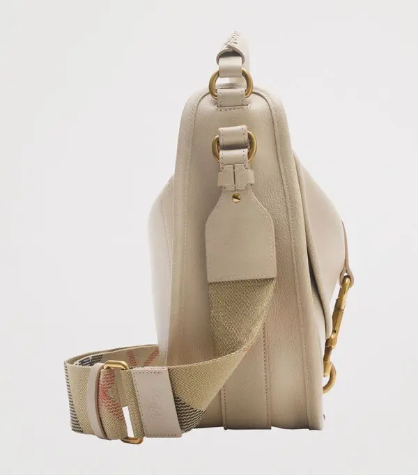 Burberry Small Calf Leather B Clip Messenger Bag - Beige