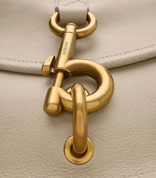 Burberry Small Calf Leather B Clip Messenger Bag - Beige