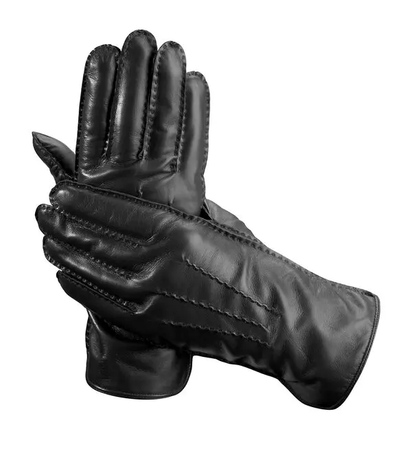 ASPINAL OF LONDON Wool-cashmere Lined Leather Gloves - Black