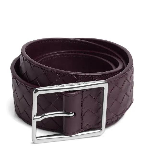 Bottega Veneta Calfskin Intrecciato Belt - Brown