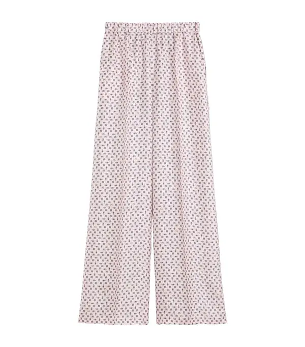 Max Mara Silk Twill Printed Wide-leg Trousers - Pink