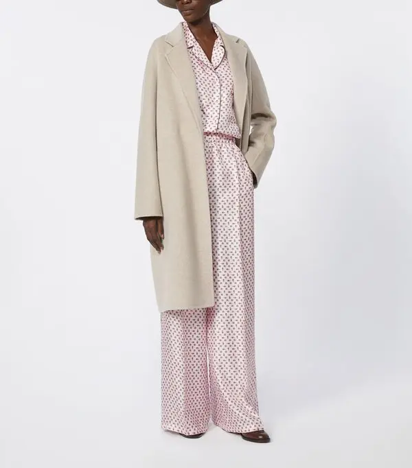 Max Mara Silk Twill Printed Wide-leg Trousers - Pink