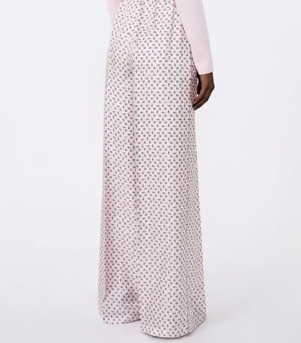 Max Mara Silk Twill Printed Wide-leg Trousers - Pink