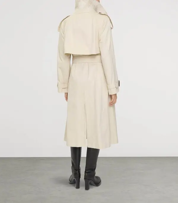 Burberry Long Gabardine Fitzrovia Trench Coat - White