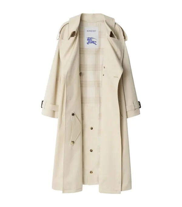 Burberry Long Gabardine Fitzrovia Trench Coat - White