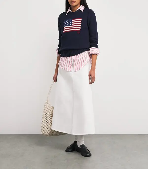 Polo Ralph Lauren Cotton American Flag Sweater - Navy