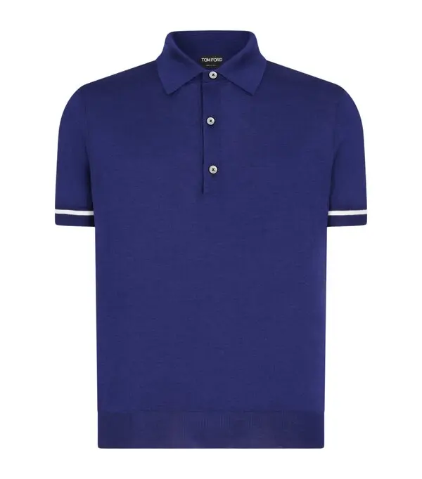 TOM FORD Cashmere-silk Polo Shirt - Blue
