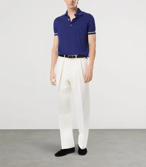 TOM FORD Cashmere-silk Polo Shirt - Blue