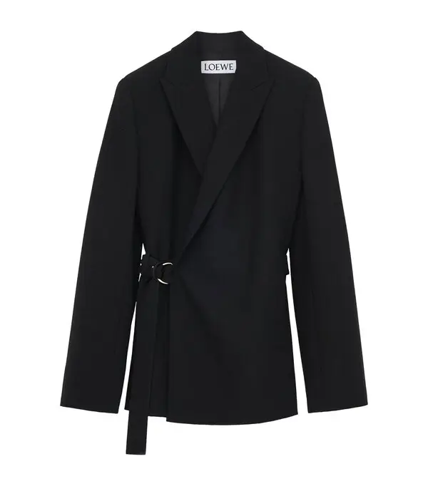 Loewe Wool Draped Blazer - Black