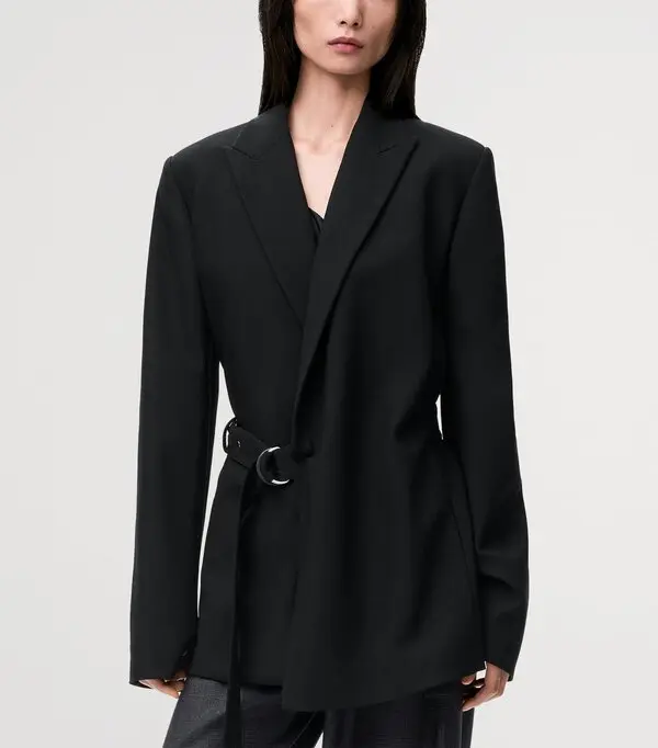 Loewe Wool Draped Blazer - Black