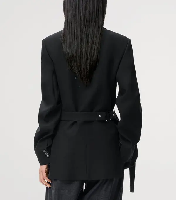 Loewe Wool Draped Blazer - Black