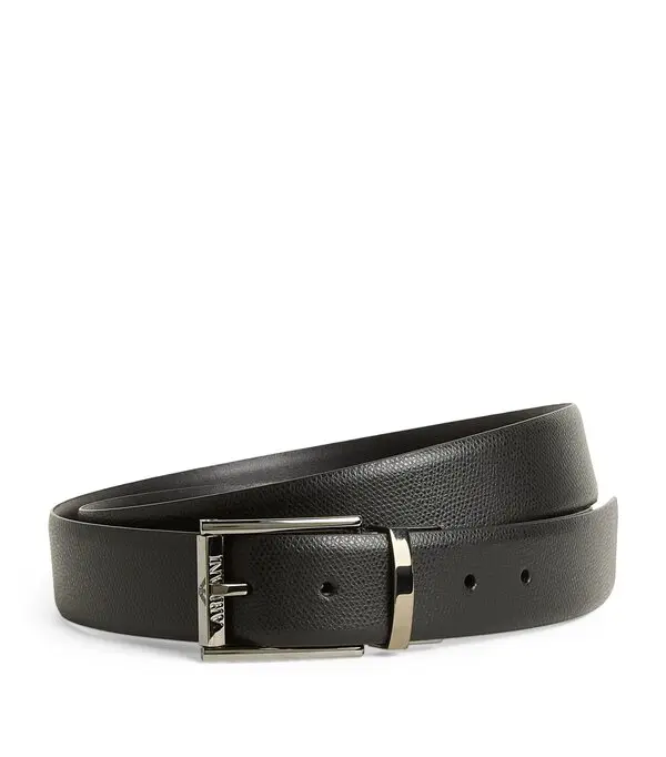 Emporio Armani Leather Buckle Belt - Black