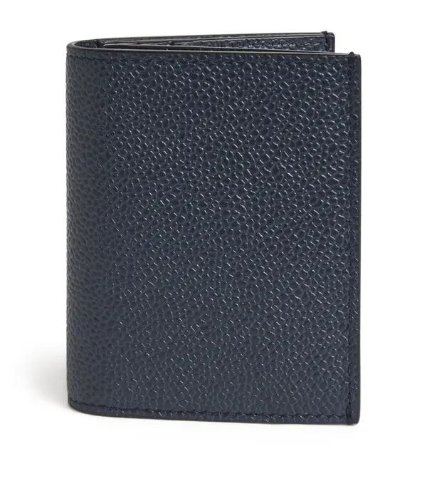 Thom Browne Leather Double Card Holder - Navy