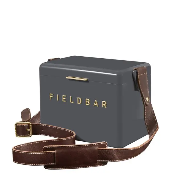 FIELDBAR Mini Bar Cooler Box With Leather Sling - Grey