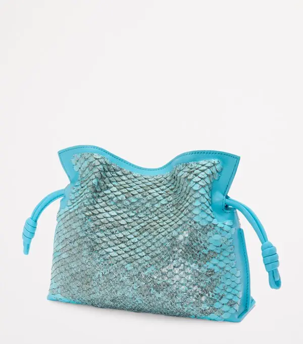 Loewe Mini Snakeskin Scales Flamenco Clutch - Blue