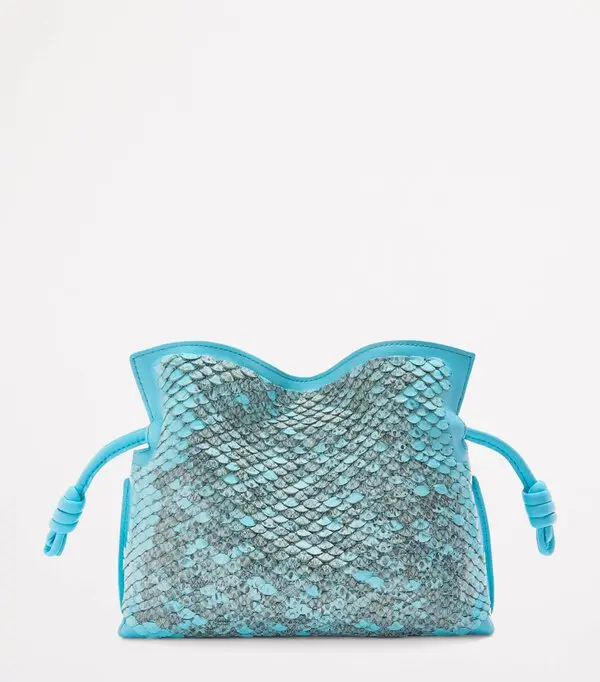 Loewe Mini Snakeskin Scales Flamenco Clutch - Blue