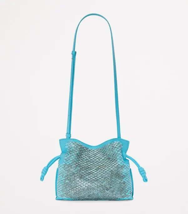 Loewe Mini Snakeskin Scales Flamenco Clutch - Blue