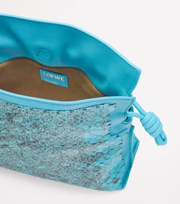 Loewe Mini Snakeskin Scales Flamenco Clutch - Blue