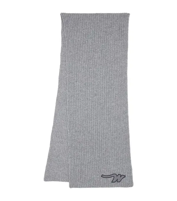 Max Mara Virgin Wool Knitted Scarf - Grey