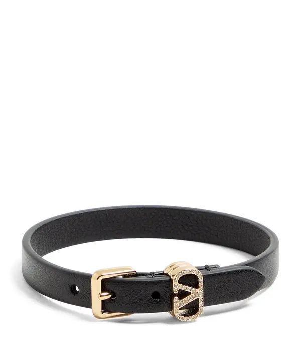 Valentino Garavani Leather Ovalette Bracelet - Black