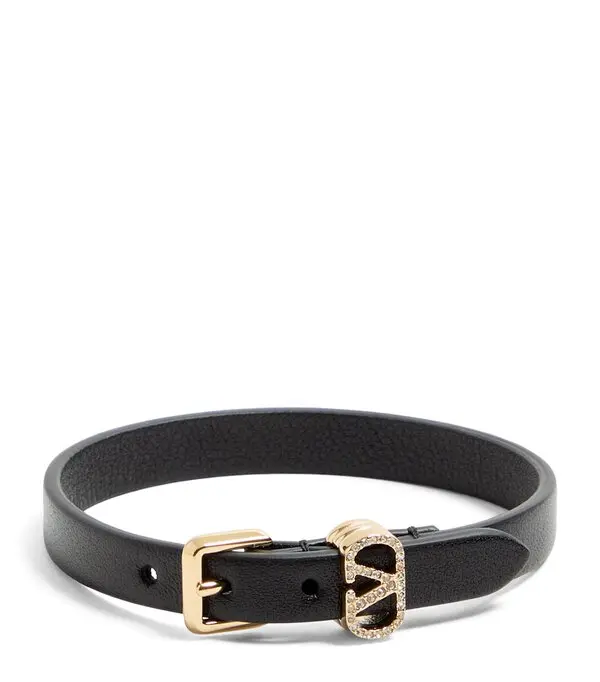 Valentino Garavani Leather Ovalette Bracelet - Black