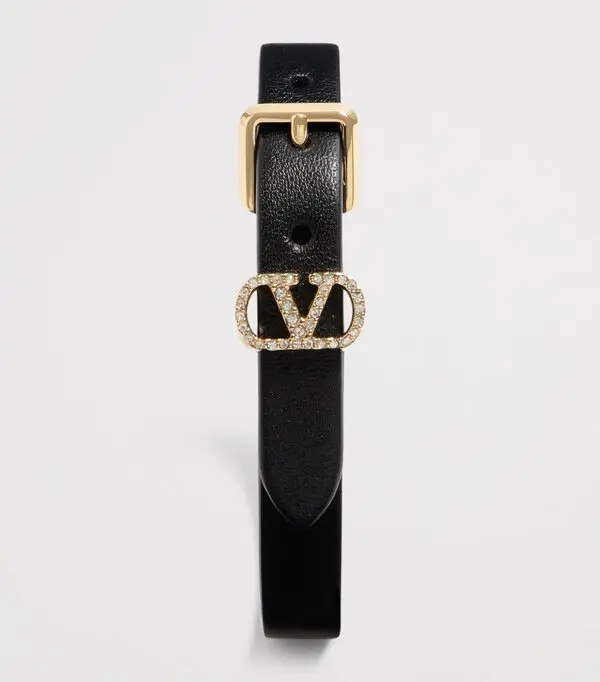 Valentino Garavani Leather Ovalette Bracelet - Black