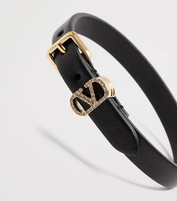 Valentino Garavani Leather Ovalette Bracelet - Black
