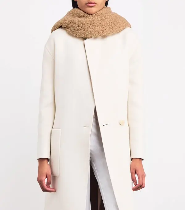 JOSEPH Bouclé Knit Scarf - Brown