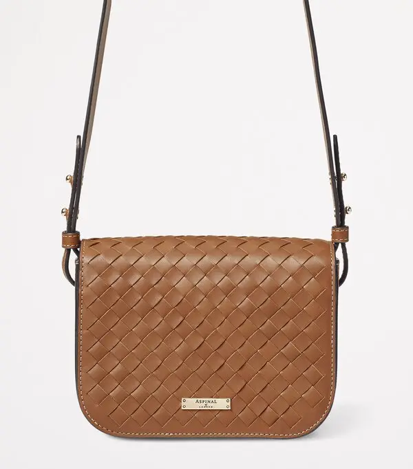 ASPINAL OF LONDON Woven Leather Ella Cross-body Bag - Brown