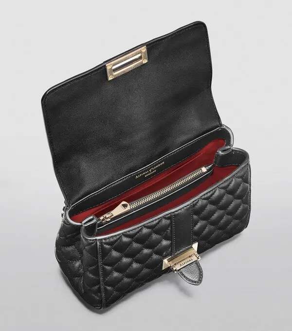 ASPINAL OF LONDON Leather Lottie Shoulder Bag - Black