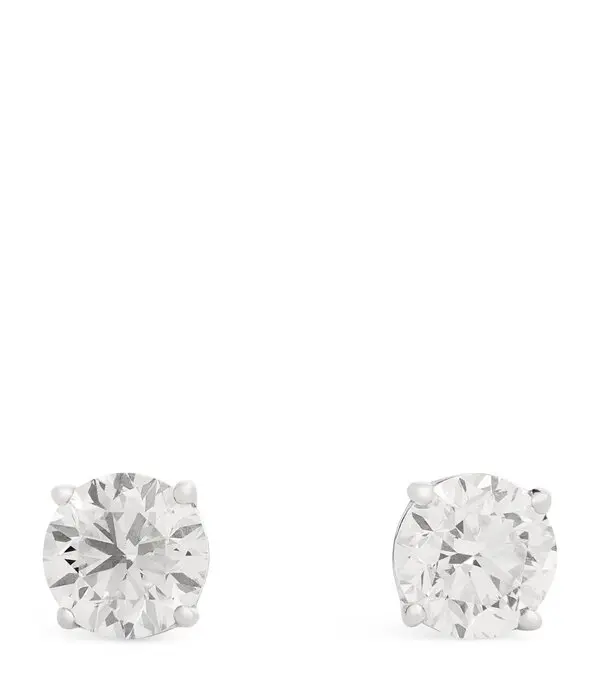 Harrods Gold And Diamond Stud Earrings - White