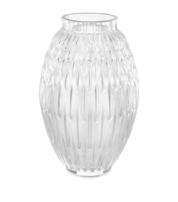 Lalique Crystal Plumes Vase - Clear