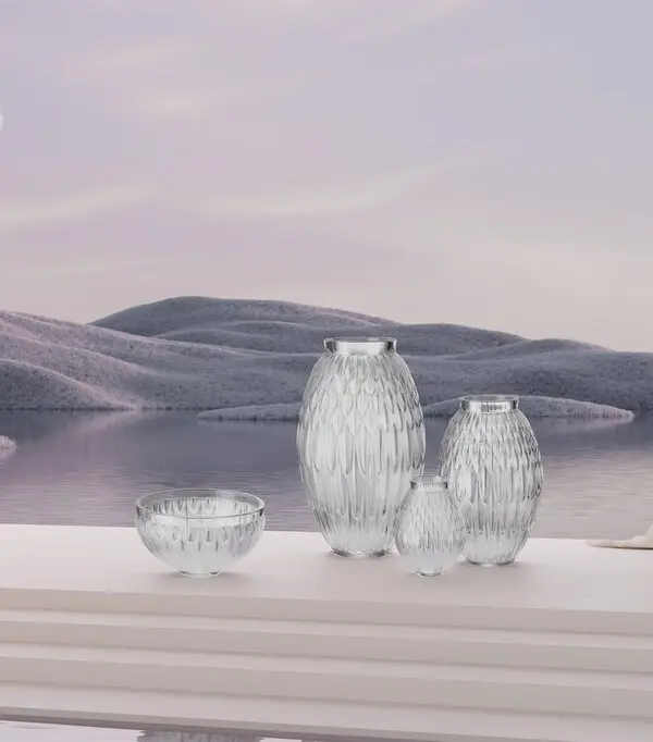 Lalique Crystal Plumes Vase