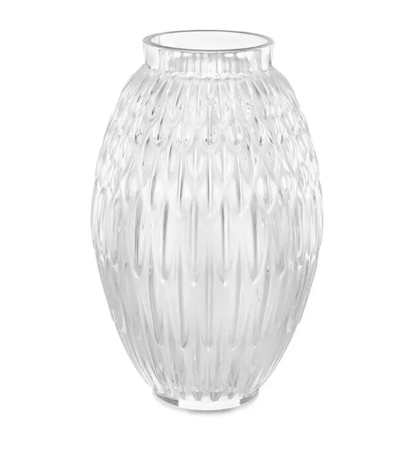 Lalique Crystal Plumes Vase - Clear