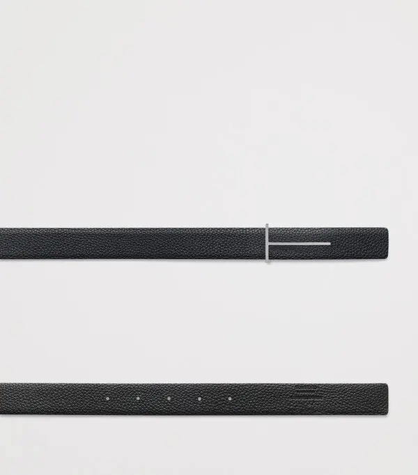 TOM FORD Calf Leather Belt With 't' Detail - Blue