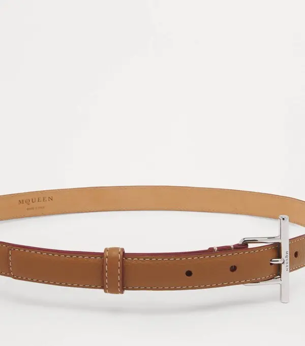Alexander McQueen Leather T-bar Belt - Brown