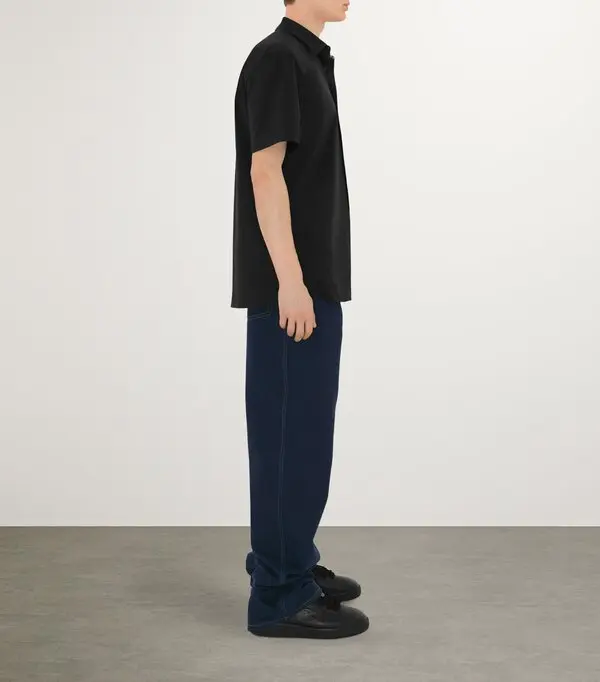 Burberry Stretch-cotton Short-sleeve Shirt - Black