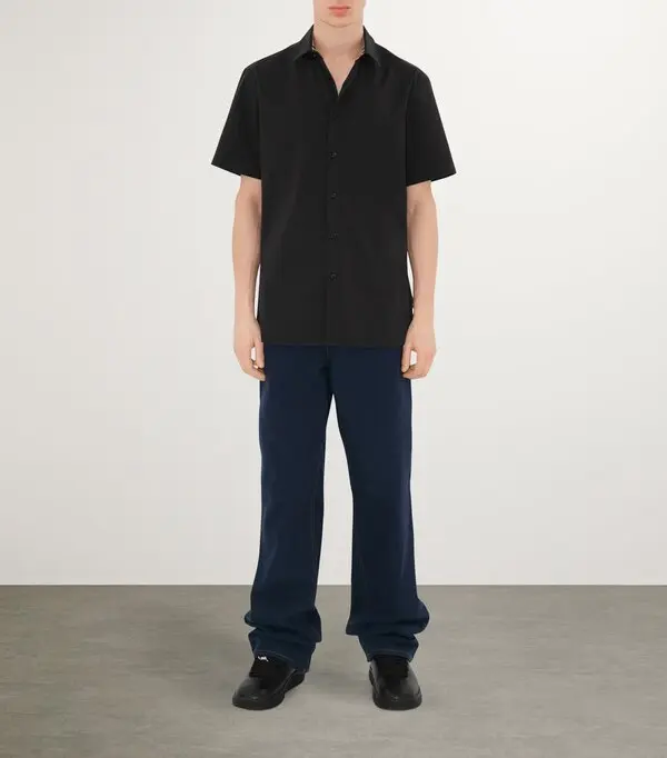 Burberry Stretch-cotton Short-sleeve Shirt - Black